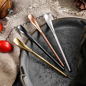 WUWEOT 8 Pack Stainless Steel Coffee Spoons, 5In Iced Tea Spoons Cocktail Stirring Spoons, Spice spoons with Short Handle (4 Colors)