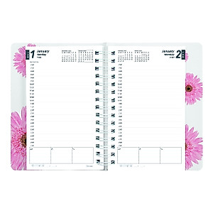 Brownline 2023 Pink Essential Daily/Monthly Planner, Appointment Book, 12 Months, January to December, Twin-Wire Binding, 8" x 5", Pink Daisy (CB634G.05-23)
