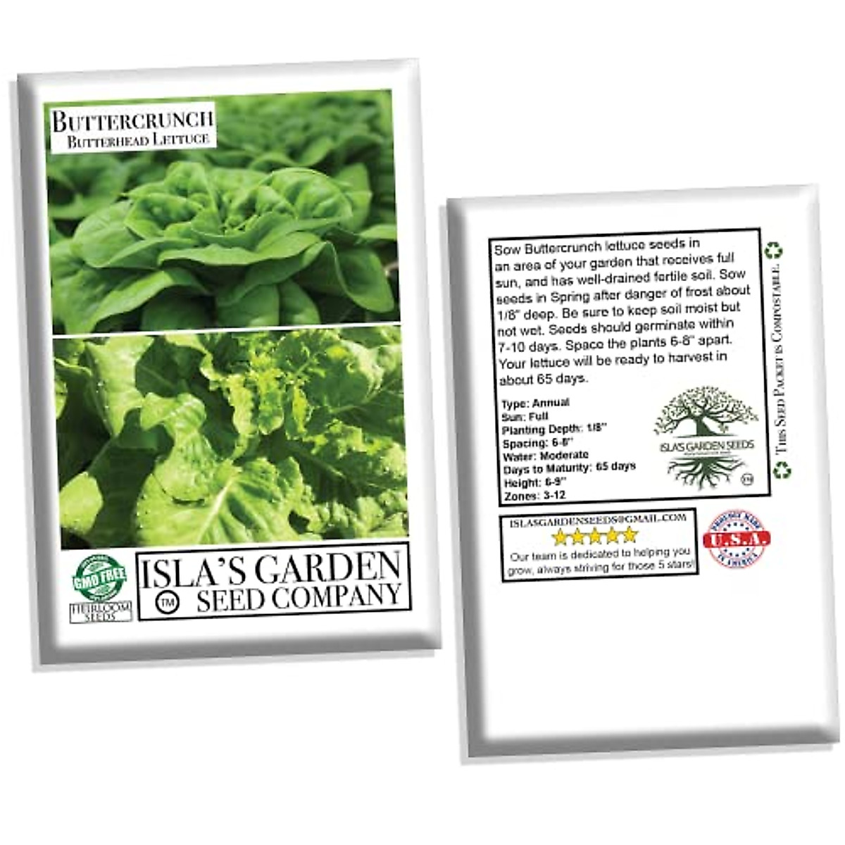 Buttercrunch Butterhead Lettuce Seeds for Planting, 1000 Heirloom Seeds Per Packet, (Isla's Garden Seeds), Non GMO Seeds, Botanical Name: Lactuca Sativa, Great Home Garden Gift