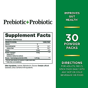 Nature's Bounty Prebiotic + Probiotic Powder Stick Packs with Bimuno, Digestive Health, Powder Sticks, Unflavored, 30 Ct