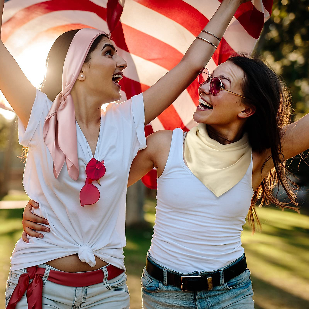 5 Pcs 27.6 Inch Bohemian Head Scarf Women Satin Hair Scarf Large Square Hair Bandana Pirate Accessories for Women(Fresh Colors,Simple Style)