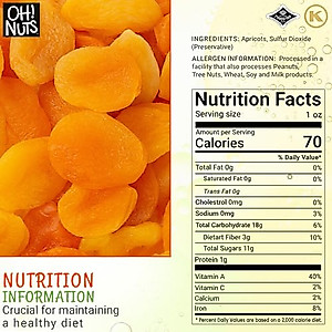 Oh! Nuts Dried Turkish Apricots - 2 LB Bulk | Fresh Dehydrated Natural Apricots, Sundried Unsweetened Dried Fruit for Snacking & Baking | No Sugar Added, All Natural, Non-GMO, Gluten-Free