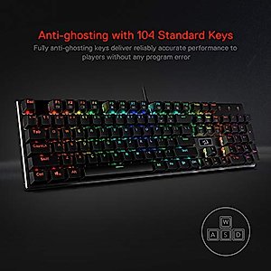 Redragon K556 RGB LED Backlit Wired Mechanical Gaming Keyboard, 104 Keys Hot-Swap Mechanical Keyboard w/Aluminum Base, Upgraded Socket and Noise Absorbing Foams, Soft Tactile Brown Switch