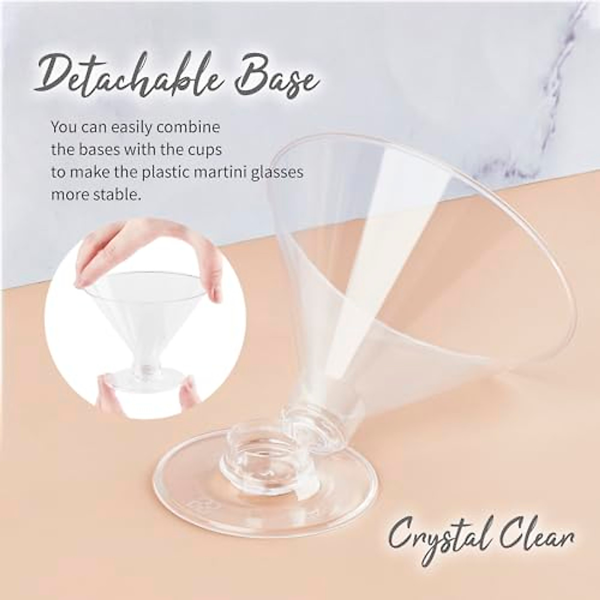 Kucoele 40 PCS Mini Plastic Martini Glasses, 5oz Dessert Cups Disposable Cocktail Glasses Party Glasses Drinkware for Wine, Champagne, Margarita