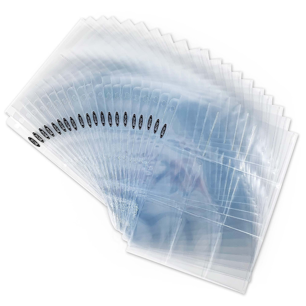 BCW 9-Pocket Trading Card Sleeves for 3 Ring Binder - 100 Pack Pages | Top Loading Card Protector Pages | Fits 3-Ring Binders