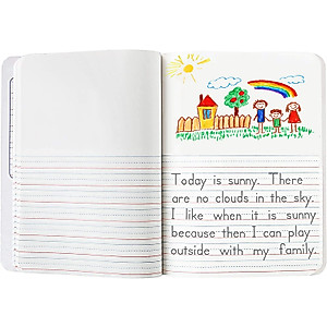 Ashby for Kids - 8 Pack - Primary Composition Notebooks (Grades K-2) with Stitched Binding for Durability - 4 Fun Marbled Hardcover Colors (2 Each of Blue, Green, Pink & Orange), 100 Sheets, Book Dimensions are 9.75" x 7.5".
