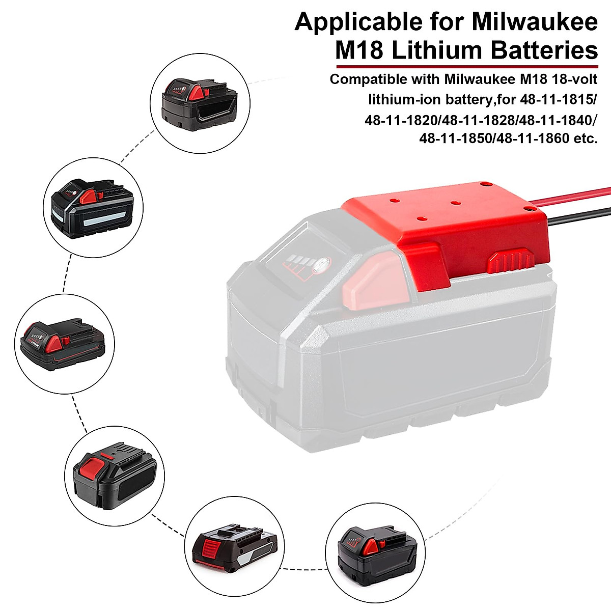 18V to 12V Step Down Converter Aadpter Compatible with Milwaukee M18 Batteries, DC 12 Voltage Battery Power Adapter, 15A 180W Buck Converter Regulator