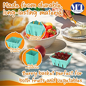 MT Products Green Berry Basket 1 Pint - Molded Pulp Fiber Vented Produce Basket (Pack of 15) - Made in the USA