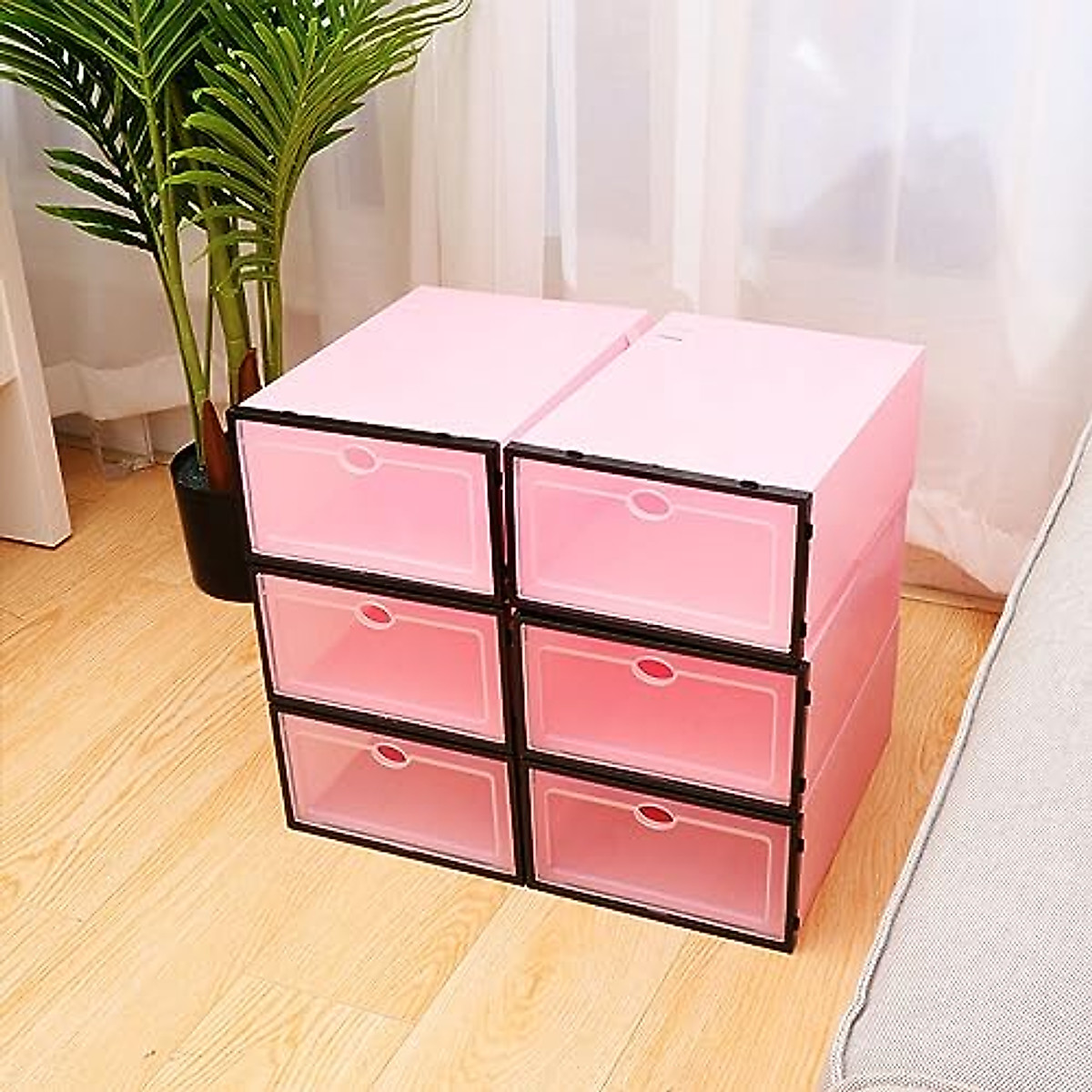 Zerodeko 6pcs Box Shoe Cabinet for Entryway Shoe Display Case Closet Shoe Holder Entryway Shoe Cabinet Clear Shoe Organizer Sneaker Storage Bins Men and Women Multifunction Showcase