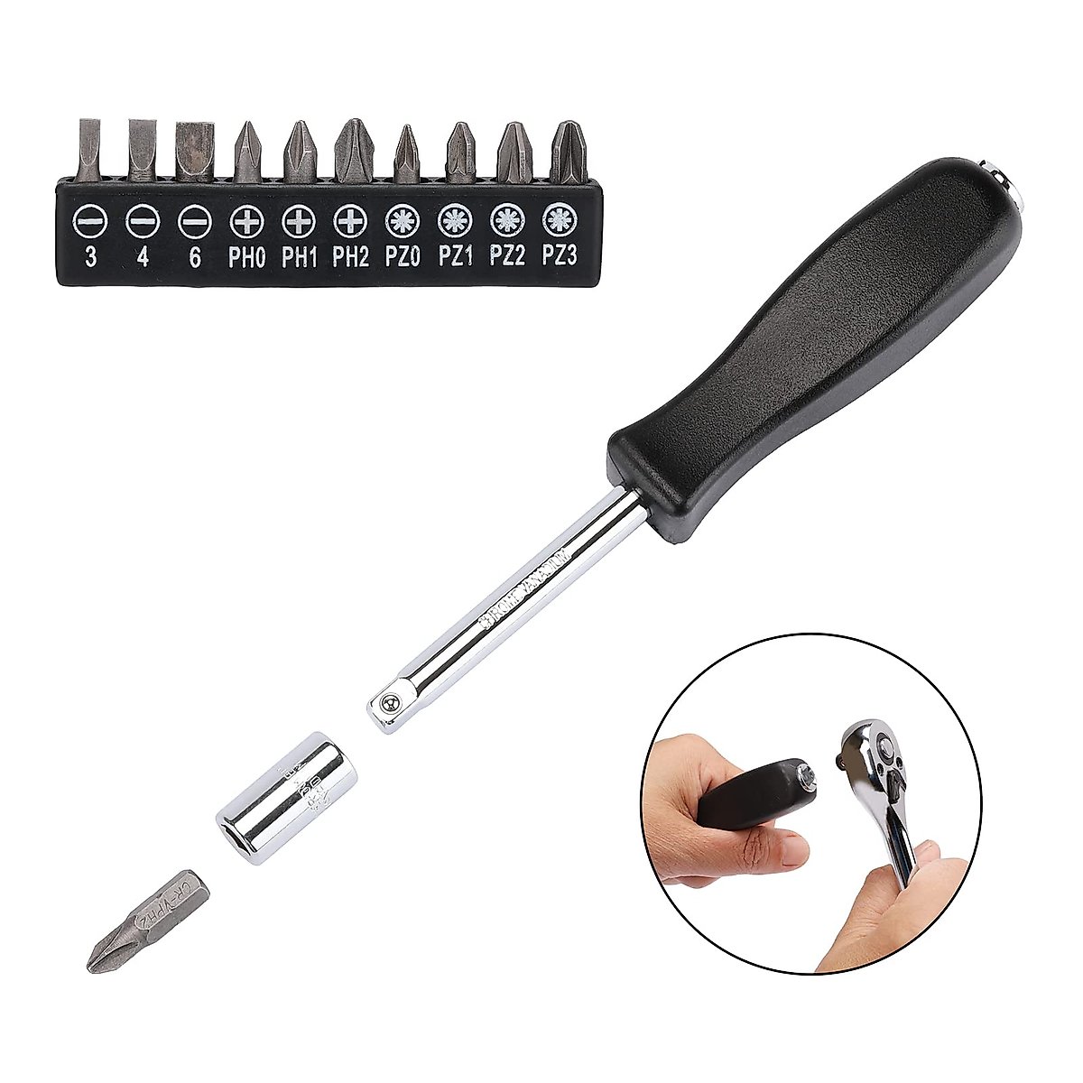 EMENTOL 62PCS 1/4" Drive Master Socket Set with Ratchets, CR-V, SAE/Metric Socket Set, Ratchet Handle, Coupler, Spinner Handle, Impact Extension Bars, Bits Set, Universal Joint