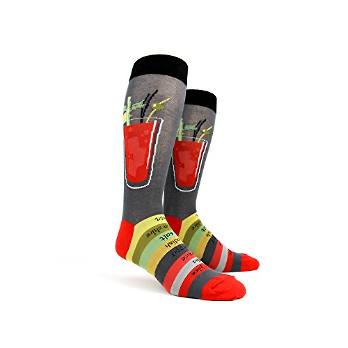 Foot Traffic Men's Novelty Socks, Funny Beverage-Themed Socks for Men, Sizes 7–12, Bloody Mary