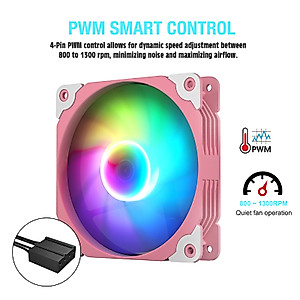 Vetroo 3-Pack Computer Case Fan 120mm Address RGB & PWM Cooling Fans High Performance with Controller Hub - Pink