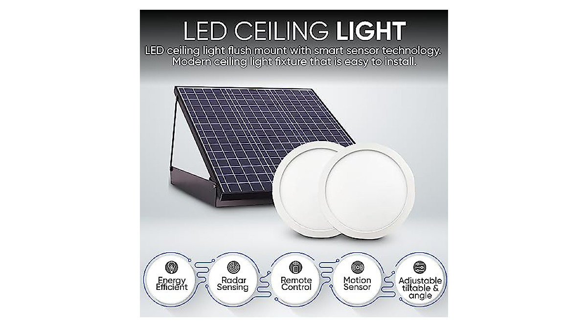 Remote Controlled Solar Ceiling Lights - 2 Sets