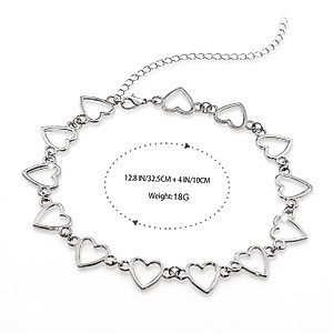 Suyi Choker Necklace - Simple Heart Chain Choker Statement Clavicle Necklace Gift for Women Necklace Jewerly HeartSilver