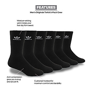 ADIDAS Originals 6 Pack Trefoil Crew Socks (Black)