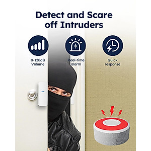 WiFi Door Alarm System, Wireless DIY Smart Home Security System, with Phone APP Alert, 8 Pieces-Kit (Alarm Siren, Door Window Sensor, Remote), Work with Alexa, for House, Apartment, by tolviviov