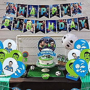 Soccer Party Decorations,Birthday Supplies For Soccer 2023 Includes Banner Cake Topper 12 Cupcake Toppers 18 Balloons