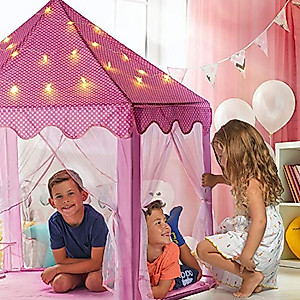 Play22 Princess Tent for Girls - Large Playhouse Kids Castle Play Tent with Star Lights & Carry Bag - Indoor and Outdoor Pink Toy for Children 55" X 53"