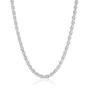 Amazon Essentials Sterling Silver Diamond Cut Rope Chain Necklace, 20" (previously Amazon Collection)