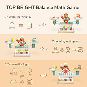 TOP BRIGHT Balance Math Game for Kids - STEM Toys for 3 Year Old Girls Boys Gifts, Balance Counting Toys Educational Kindergarten Preschool Learning Toys for Age 3 4 5