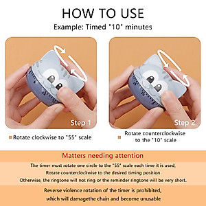 AUDRWALL Cute Kitchen Timer Mechanical Timer for Kids, 60 Minutes Manual Cooking Timer Wind Up Countdown Timer Cute Timer for Cooking Reading Sports Study Time Management and Desktop Decor (Cat)