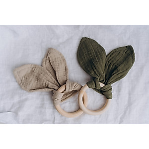 Little Babes 100% Organic Cotton Muslin Crib Sheet | Fitted Crib Sheet for Standard Crib Mattress or Toddler Mattress | Breathable Sheets |Neutral Crib Sheets| Included: Bunny Comforter| Olive Green