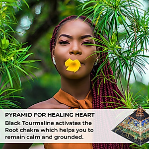 New Orgone Pyramid for Healing Heart | Black Tourmaline | Lapis Lazuli | Amazonite | Green Jade Orgonite Pyramid for E-Energy Protection - Crystal Chakra Stone Pyramid