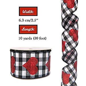 Buffalo Plaid Ribbon,Tartan Plaid Ribbon for Gift Wrapping, Farmhouse Curling Ribbon Wired, 2.5" 10 Yards Buffalo Check Ribbon, Gift Ribbon for Bows Bridal Wedding Anniversary Ceremony Decorations