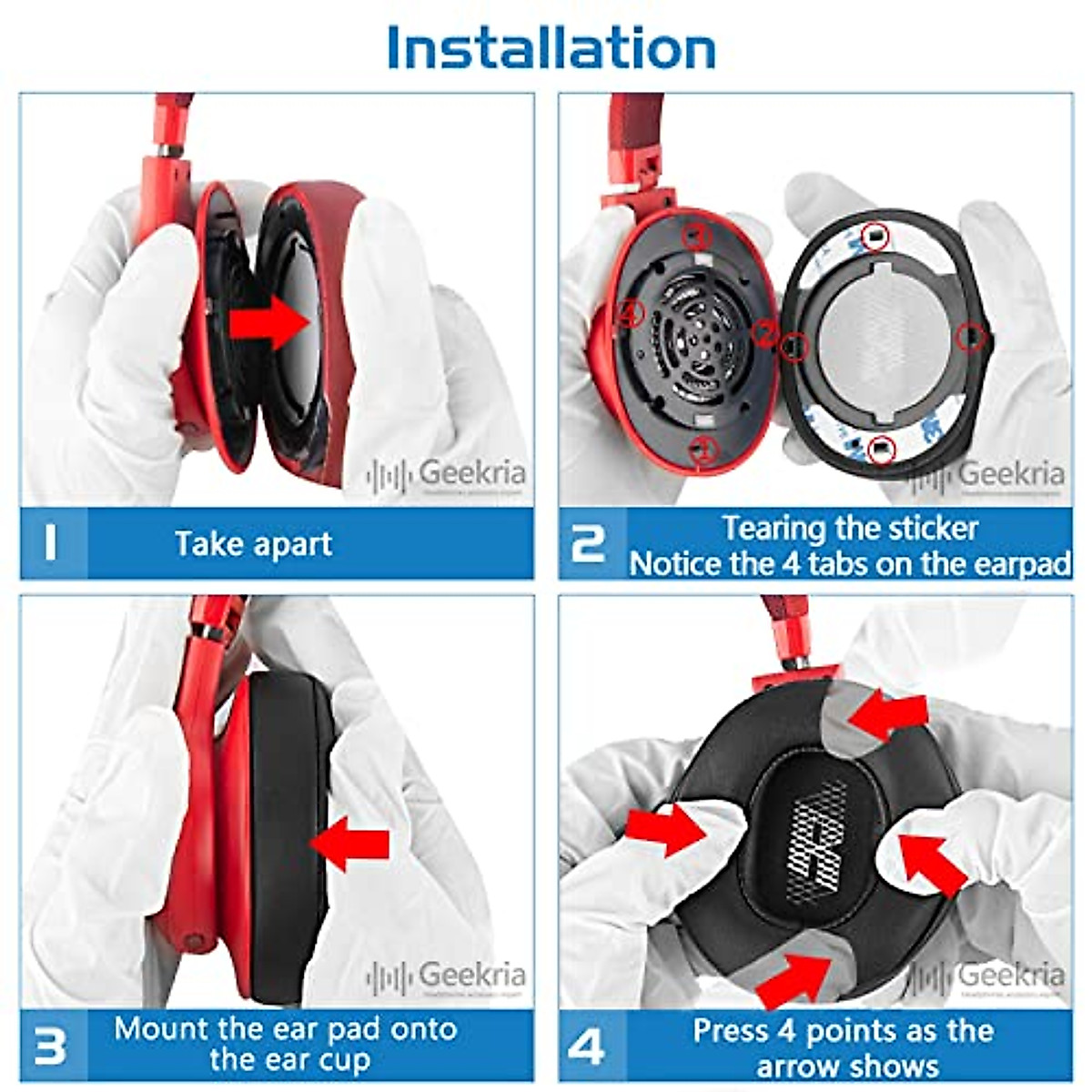 Geekria QuickFit Replacement Ear Pads for JBL E55BT Headphones Ear Cushions, Headset Earpads, Ear Cups Cover Repair Parts (Green)