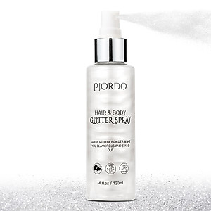 Pjordo Body Glitter Spray, Shimmer Spray, Gold Glitter Spray for Hair and Body, Glitter Hairspray, Quick Dry Long-Lasting Highlighter Powder Spray for Women Christmas Makeup Party Festival Rave 4FL.OZ
