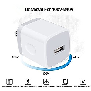 USB Wall Charger, Charger Adapter, VectorTech (10 Pack) 5V/1Amp Single Port Quick Charger Plug Cube for iPhone 7/6S/6S Plus/6 Plus/6/5S/5, Samsung Galaxy S7/S6/S5 Edge, LG, HTC, Huawei, Moto, Kindle