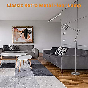 LEPOWER Floor Lamp, Swing Arm Floor Standing Lamp, Industrial Floor Lamp with Heavy Metal Base, E26 Lamp Base Floor Light, Modern Standing Reading Lamp for Living Room, Bedroom, Study Room, Office