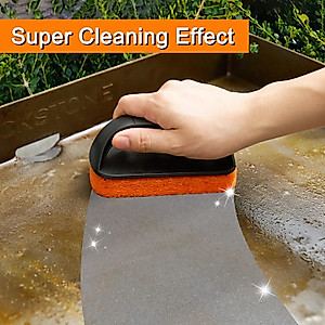 16-Piece Griddle Cleaning Kit for Blackstone, Flat Top Grill Cleaner - 15 Scrubber Pads and 1 Handle, Easy Cleaning on Hot or Cold Surfaces