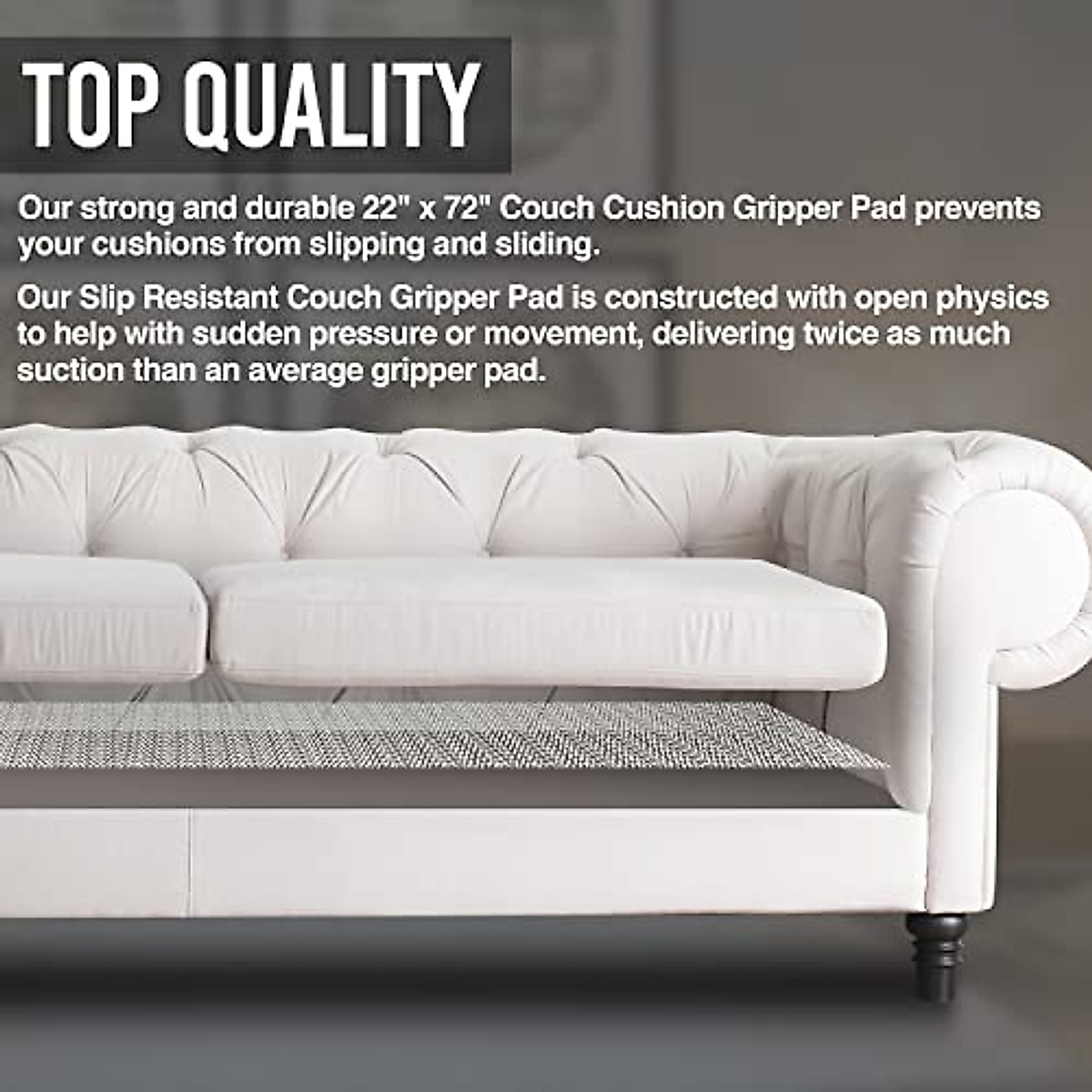 Nevlers 2-Pack 22" x 72" Couch Cushion Grip for Couch | PVC Under Couch Cushion Support Helps Stop Couch Cushions from Sliding | Multi-Purpose Anti-Slip Sofa Cushion | Customizable Non Slip Couch Pads