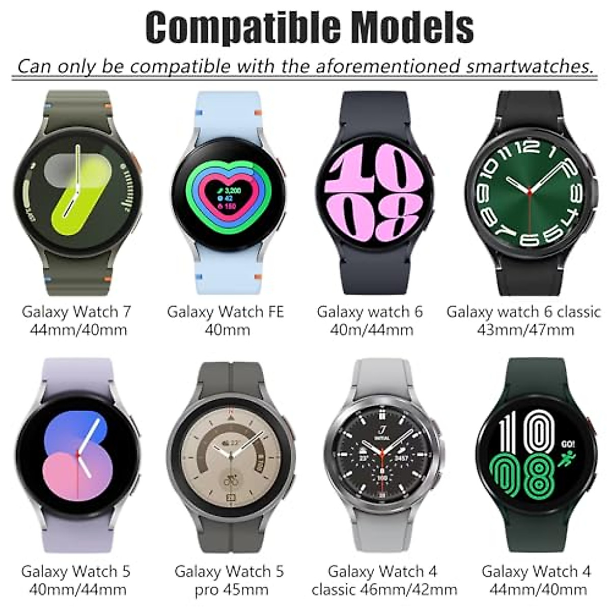 EZMVZKU No Gap Watchband for Samsung Galaxy Watch 7/6/5/4/FE 40mm 44mm, Sport Silicone Strap for Samsung Galaxy Watch 6 Classic 5 Pro 4 Classic 42mm 43mm 45mm 46mm 47mm Bands