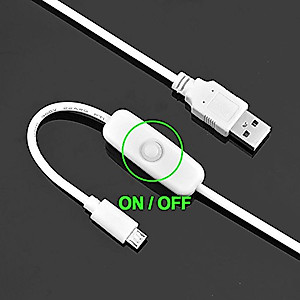 Gowoops Power Adapter 5V 2A + Micro USB Cable ON Off Switch White, Universal Travel Charger Power Supply USB Plug Cell Phone Block Cube Compatible with iPhone, iPad, Google Nexus, Samsung and More
