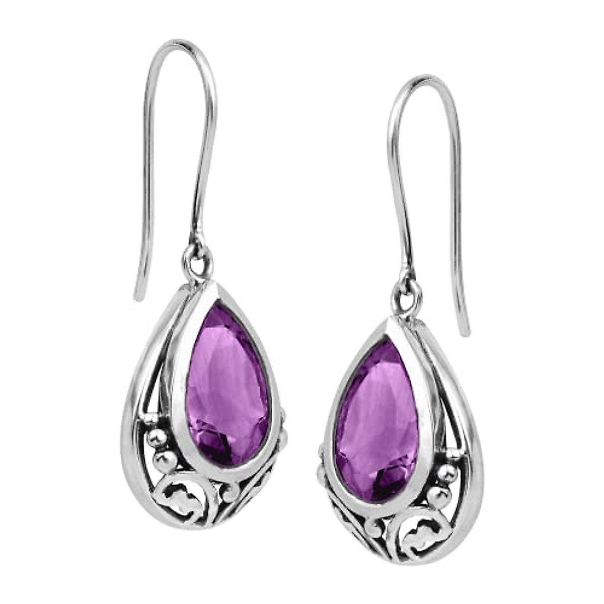 Silpada 'Thistle' Natural Amethyst Drop Earrings in Sterling Silver
