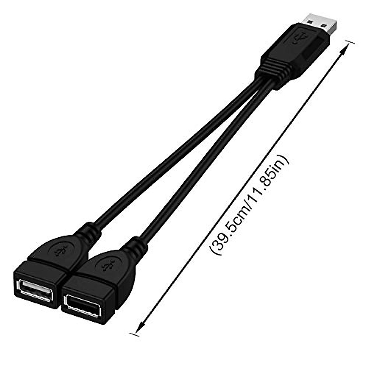 USB Splitter,USB Charger Cable,USB 2.0 A Male to 2 Dual USB Female Jack Y Splitter Hub Power Cord Extension Adapter Cable， for Laptop/Car/Data Transmission/Charging Etc.(2 Pack)
