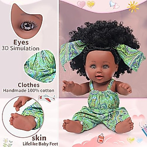 TUSALMO 12 inch Lifelike Silicone Vinyl Newborn Baby Dolls, African American Baby Black Dolls, give for Kids and Girl Holiday Birthday Gift, African Black Dolls, Reborn Doll
