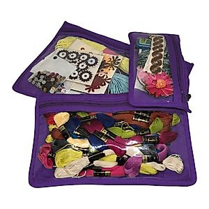 Yazzii Craft Notions Pouch Set (3PC) - Portable & Multipurpose - Sewing Supplies Organizer for Thread Spools, Needles, Beads, Embroidery Floss, Fabric Pieces & More!