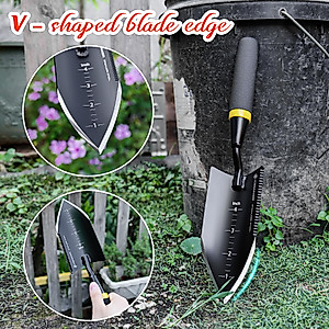 Kemaier Heavy-Duty Trowel Garden Tool, Stainless Steel Serrated Hand Shovel for Effortless Digging, Weed Control, and Precise Bulb Planting