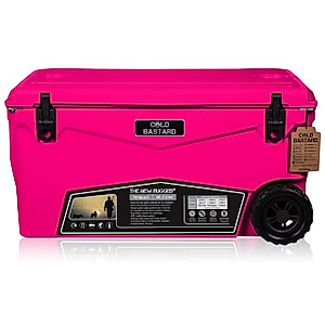 COLD BASTARD COOLERS 70QTW Rugged+ Pink Neon Large Wheels Premium Ice Chest Cooler Accessories Free S&H (CB70W-PN)