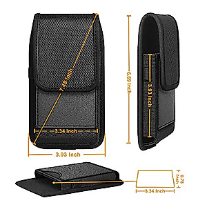 ykooe PU Holster for iPhone 14 13 12 11 Pro Max, XR, XS MAX, 8 Plus Samsung Galaxy S22 S20 S21 FE Note 20 S21 Ultra Plus A13 A12 A32 A42 A52 A53 Moto G Nylon Phone Carrying Pouch with Card, Black