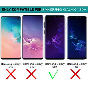 SURITCH for Samsung Galaxy S9 Plus Case, [Built-in Screen Protector] Matte Black Hard Full-Body Protection Shockproof Rugged Bumper Protective Cover for Galaxy S9 Plus 6.2 Inch (Matte Black)