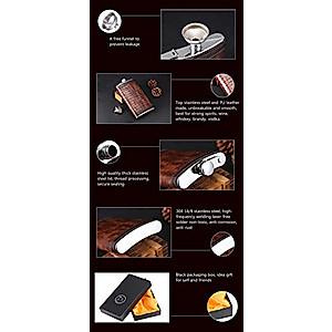 TOX TANEAXON 12 oz Crocodile Leather Pattern Pocket Whiskey Liquor PU Leather Wrapped Flask with Funnel and Premium Box - Stainless steel and Leak Proof