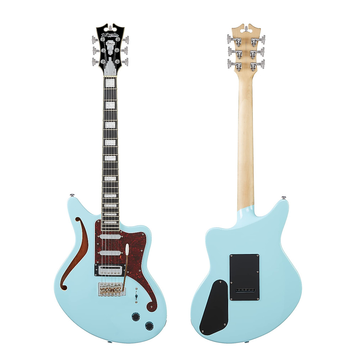 D'Angelico 6 String Semi-Hollow-Body Electrical Guitar, Right, Sky Blue (DAPBEDSHSBMCS)