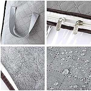 2PCS 90L Large Storage Bags Home Quilt Storage Bag Foldable Non-Woven Transparent Window Handle Storage Bag for Comforters, Clothing, Blanket, Bedding and Toys