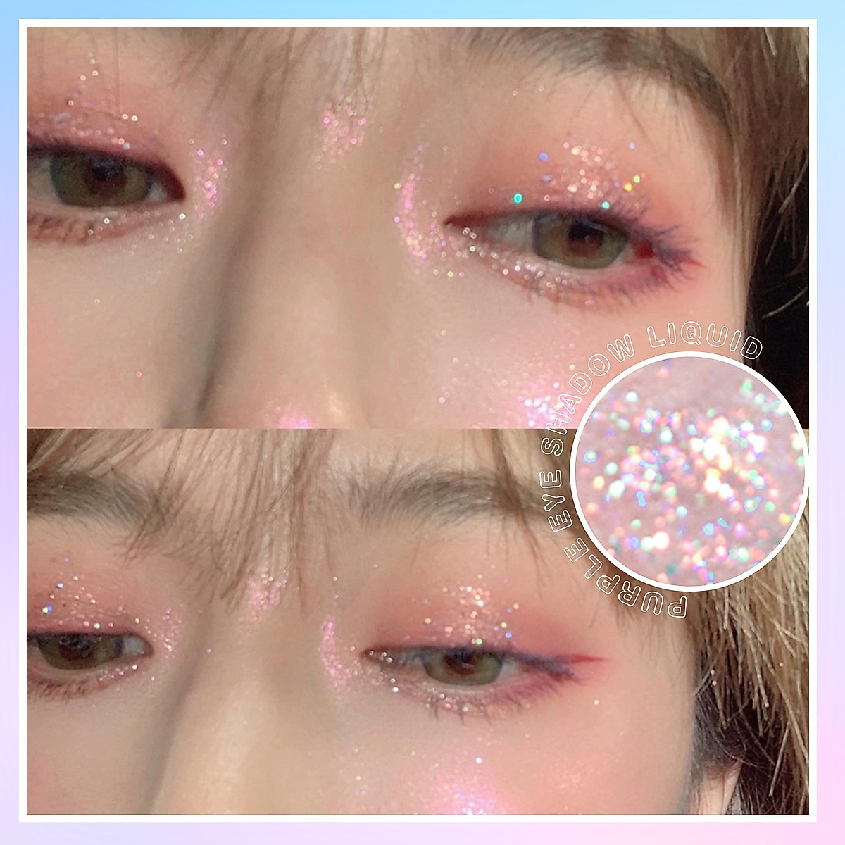 Glitter Liquid Eyeshadow Glitter Eye Makeup Galaxy Liquid Eyeshadow Korean Makeup, Pigmented, Long Lasting, Quick Drying, Loose Glitter Glue for Crystals Eye Makeup