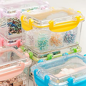 Small Plastic Box, Stackable Mini Plastic Storage Box with Lid, Clear Plastic Organizer Container for Jewelry Beads Small Crafts Items Accessories - 6 Pack