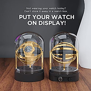 Aestoria Orbit Watch Winder - Single Watch Winders for Automatic Watches and Mechanical Watch Winder for Rolex Watch Winder Box Gyro Gyroscope Clear Transparent